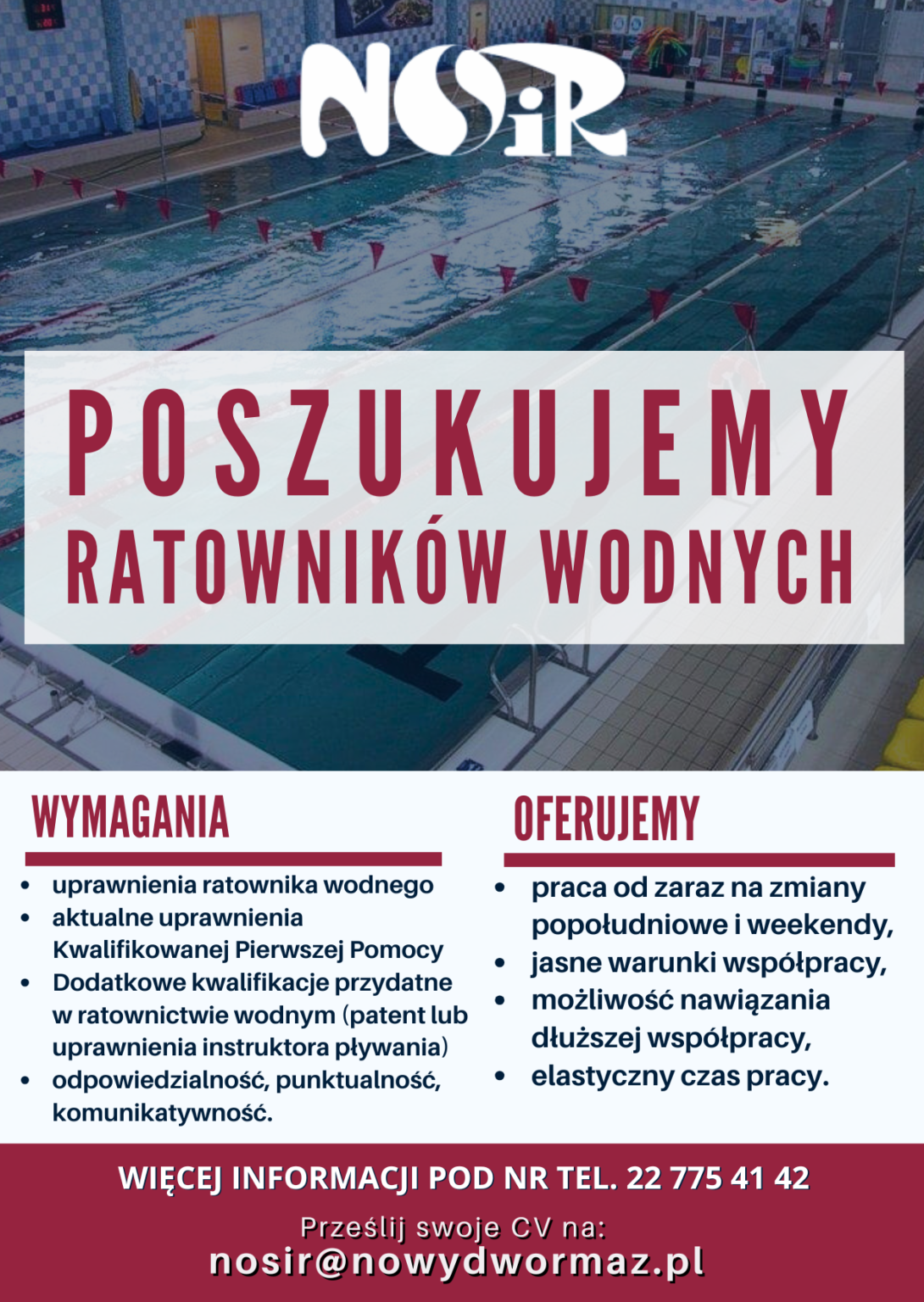 Poszukujemy ratowników wodnych – NOSiR
